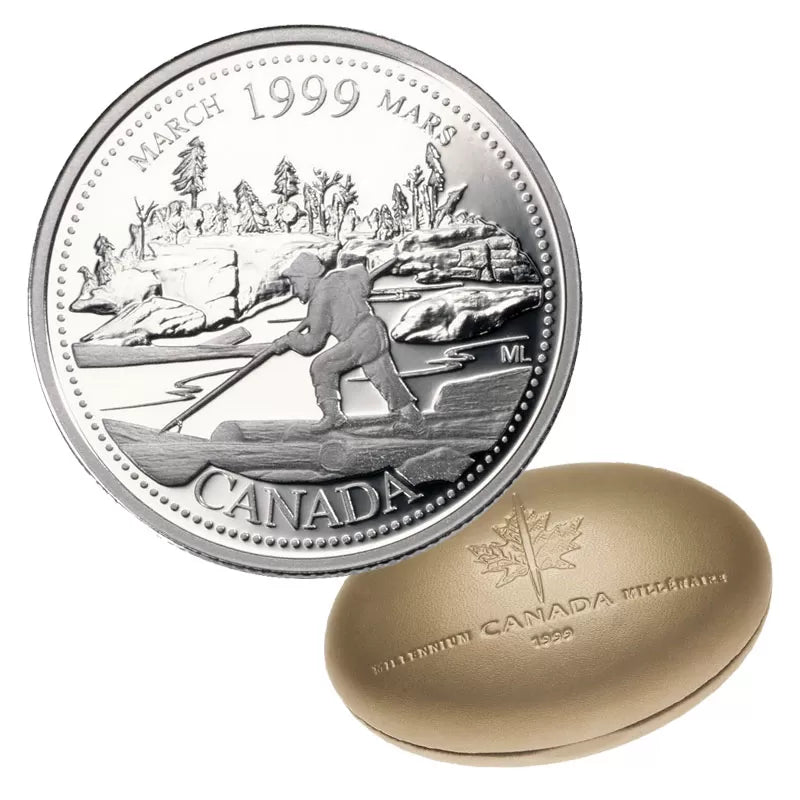 1999 - Canada - 25c - March, The Log Drive - Proof - retail $15 – MK Coins