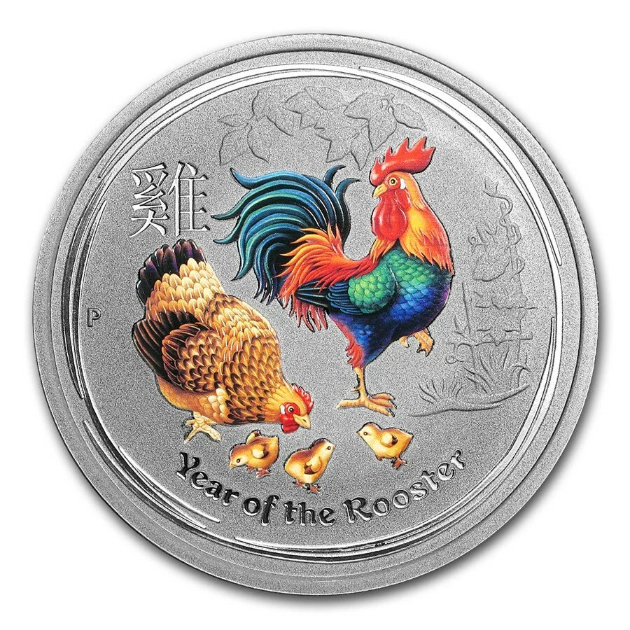 1/2 oz - 2017 - Year of the Rooster - Coloured - Fine Silver – MK Coins