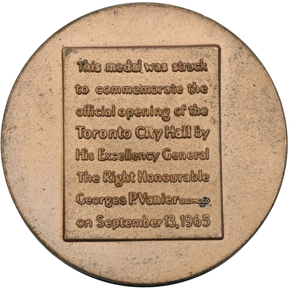 1965 - Toronto City Hall Opening Medal – MK Coins